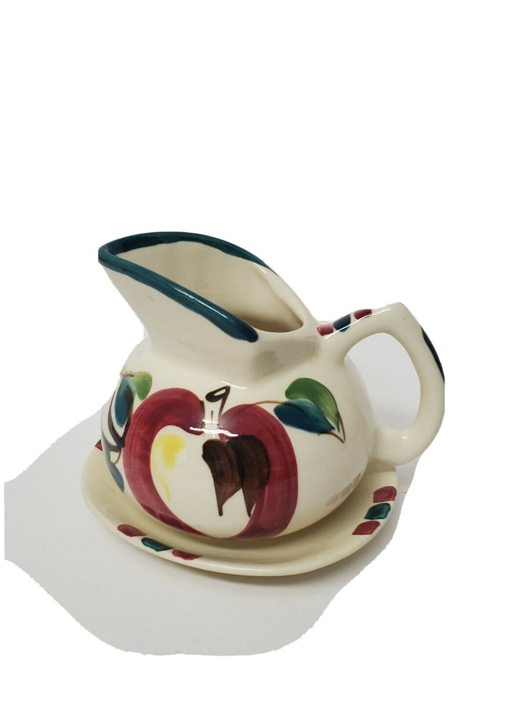 VINTAGE PURINTON SLIP Ware Pottery Pitcher Creamer Apple Design With ...