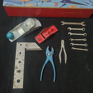 VINTAGE HANDY ANDY Blue Diamond Tool Box Set Metal Case No 650 ...