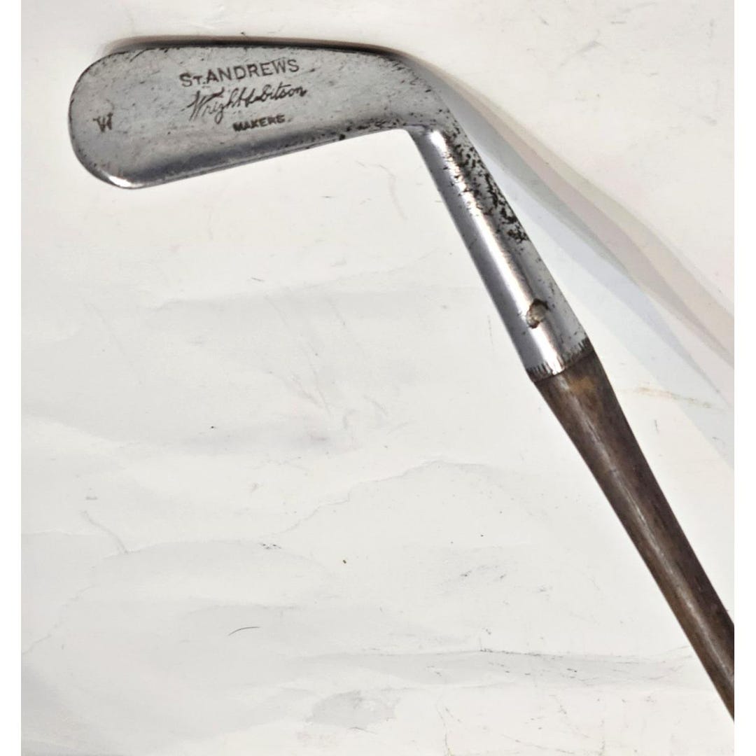 ANTIQUE GOLF CLUB Putter Wright & Ditson St Anderws Wood Shaft Gold ...