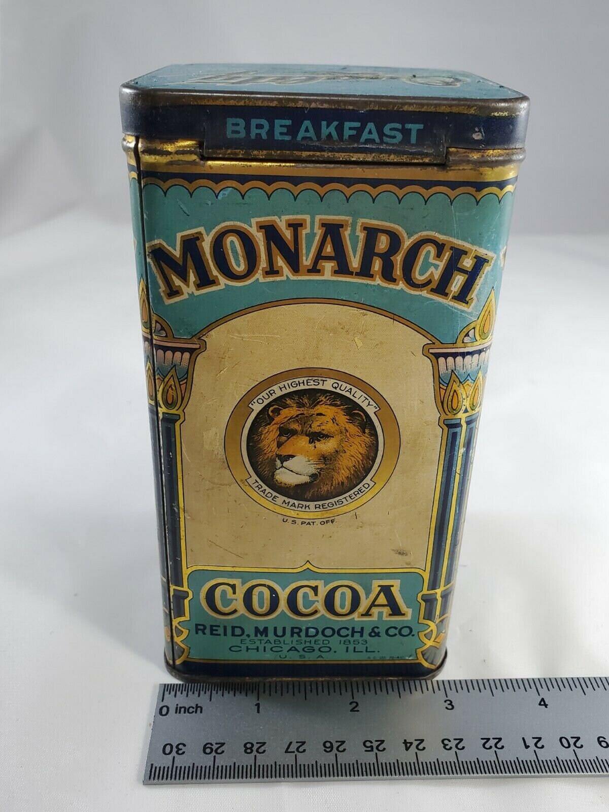 VINTAGE MONARCH COCOA Tin Lion Graphic Advertising Reid Murdock & Co ...