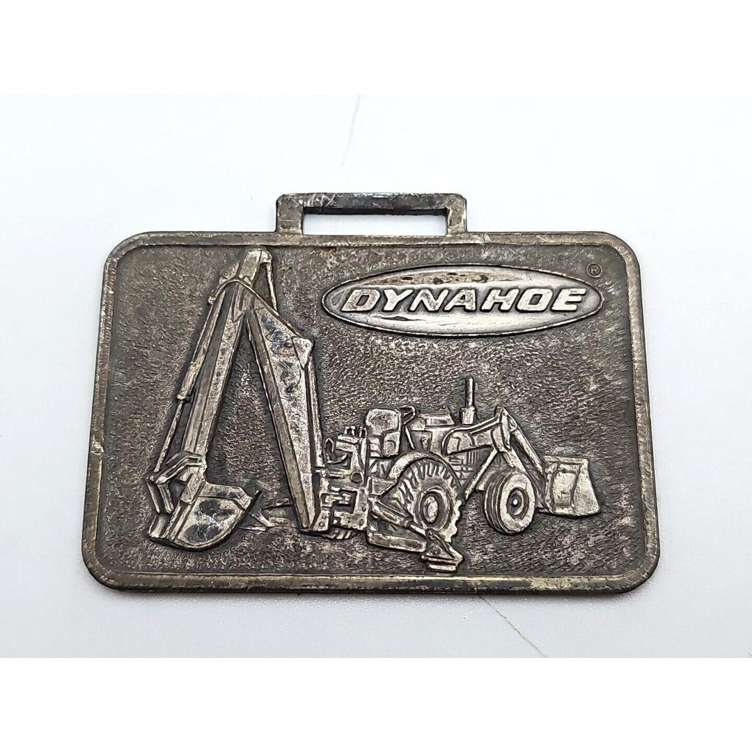 VINTAGE DYNAHOE BACKHOE Loader Pocket Watch Fob Advertising Heavy ...
