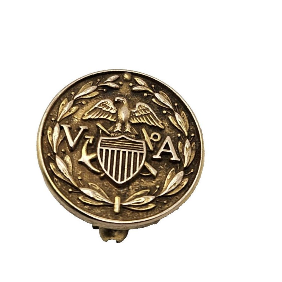 ANTIQUE 10KT GOLD Civil War V.A. Naval Pin Eagle Shield & Anchor ...