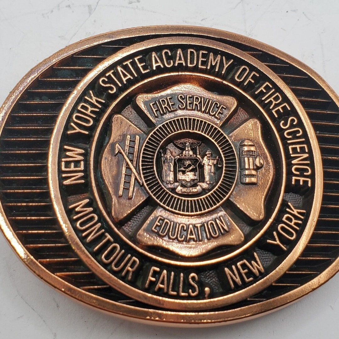 VINTAGE FIRE SERVICE Belt Buckle New York State Academy of Fire Science ...