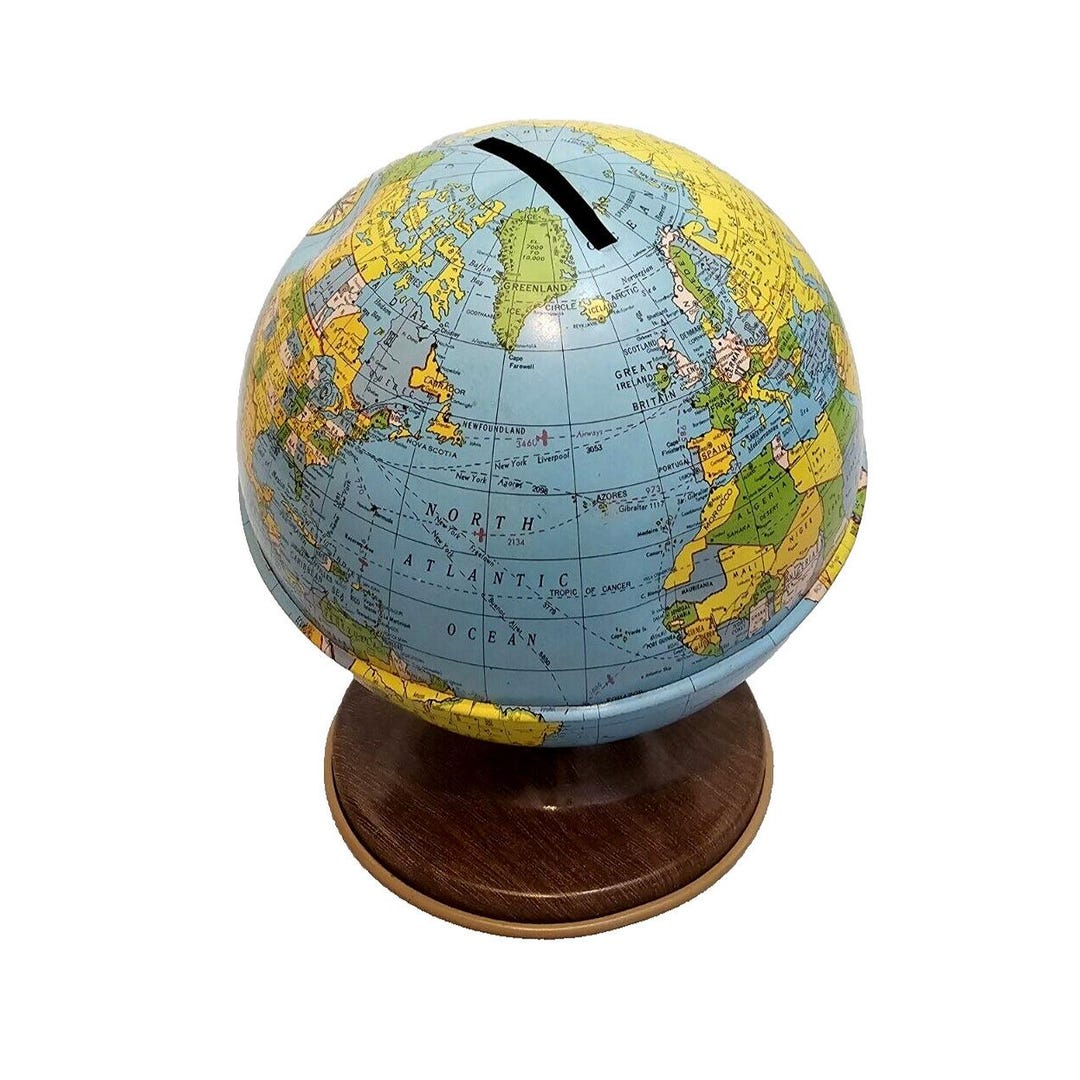 VINTAGE WORLD GLOBE Metal Coin Bank Tin Bank Collectible Memorabilia - Etsy