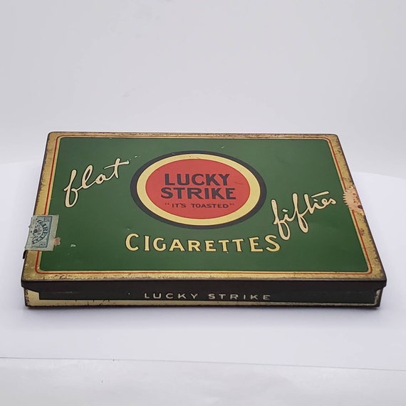VINTAGE LUCKY STRIKE Flat Fifties Cigarette Tin Case - Etsy