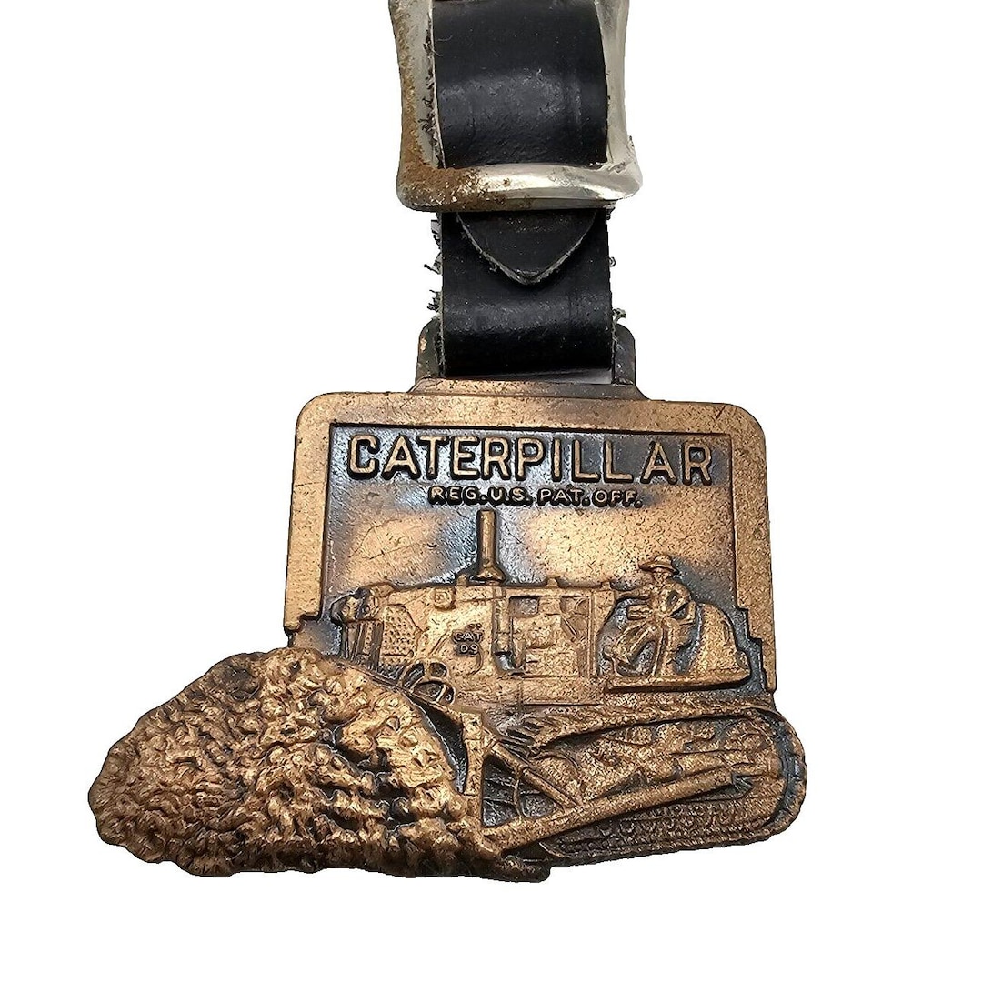VINTAGE CATERPILLAR POCKET Watch Fob Bulldozer Heavy Equipment ...