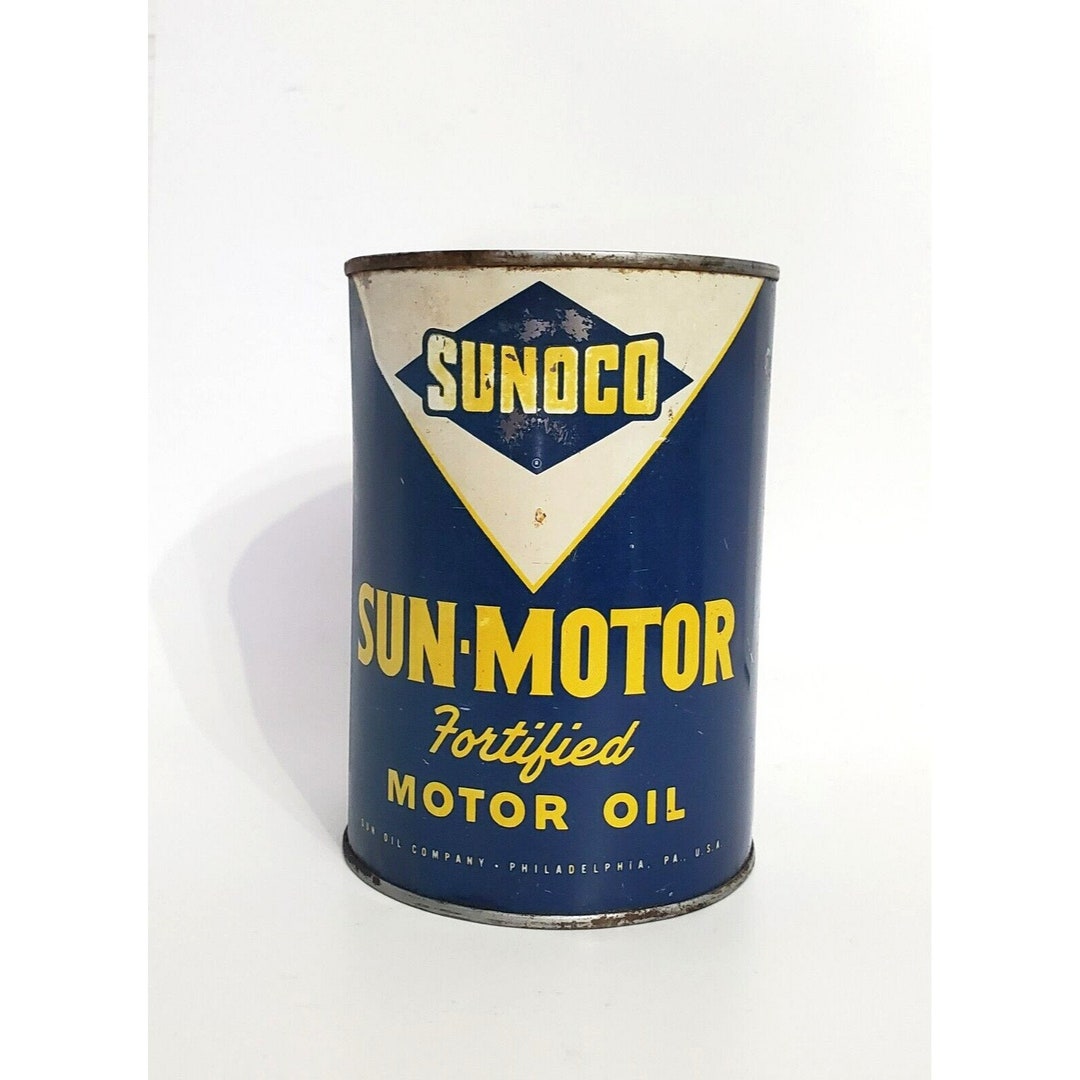 ANTIQUE SUNOCO MOTOR Oil Quart Can Sun Oil Co Gas & Oil Collectible ...