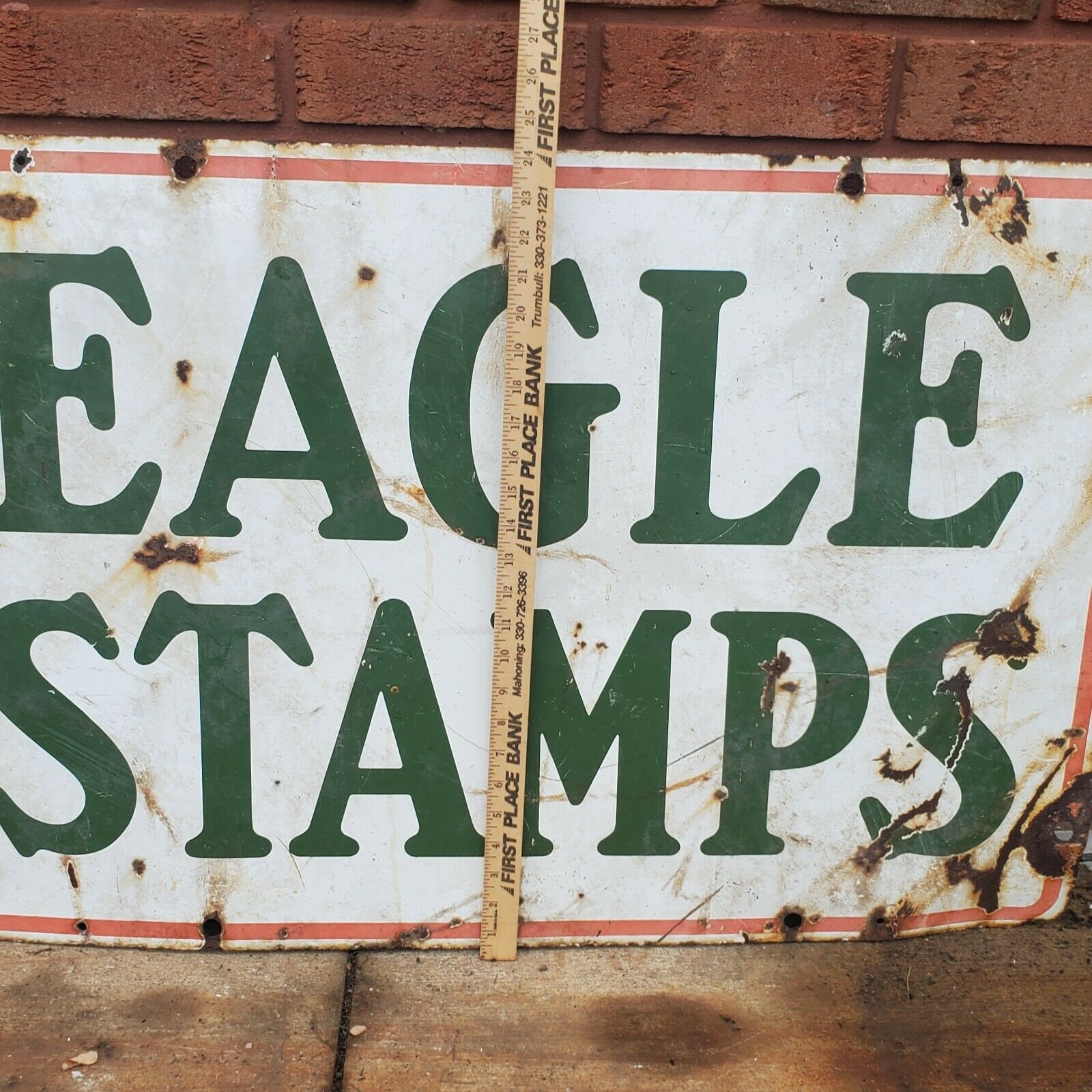 VINTAGE EAGLE STAMPS Porcelain Sign Double Sided Original | Etsy