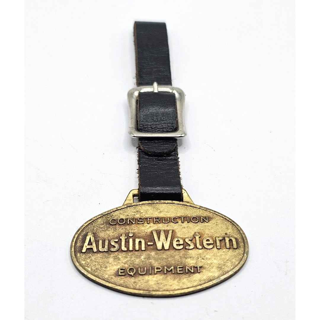 ANTIQUE AUSTIN WESTERN Pocket Watch Fob Construction Keychain Double ...