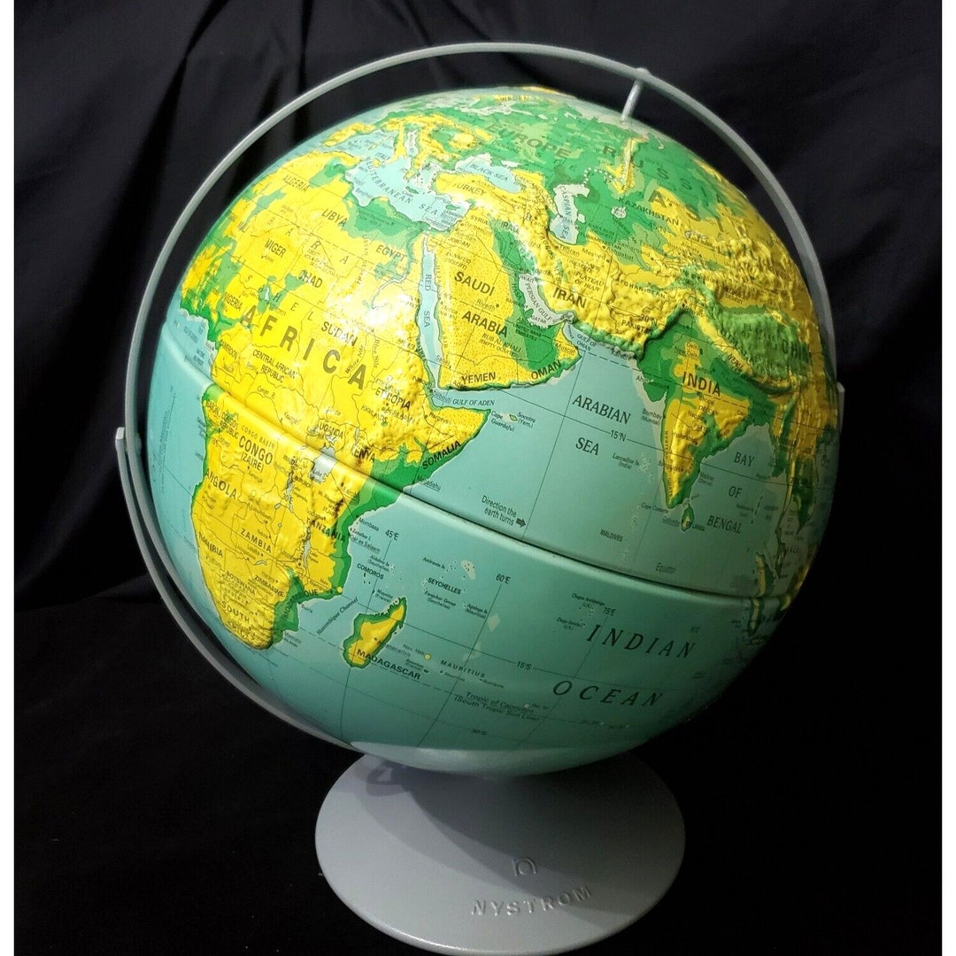 VINTAGE WORLD GLOBE Nystrom Sculptural Relief Globe Mid Century Modern ...