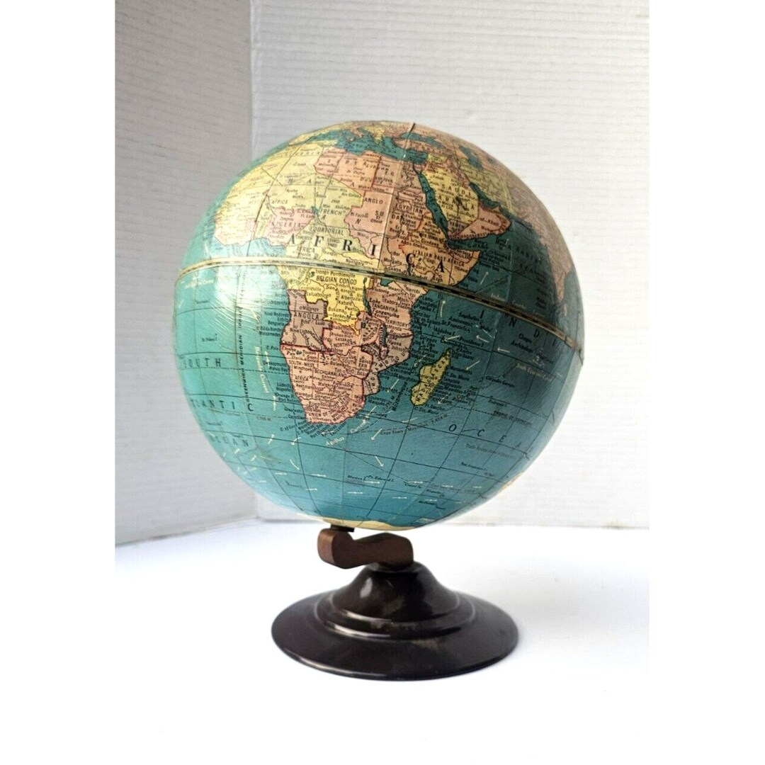 ANTIQUE WORLD GLOBE 8 Inch Terrestrial the Geo. F. Cram Co. Collectible ...