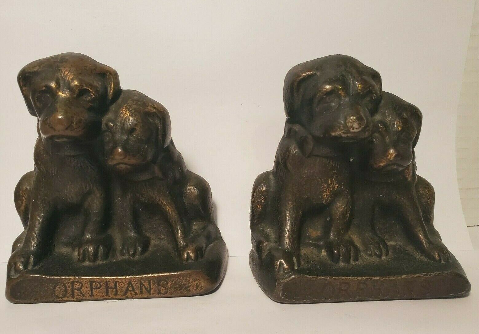 VINTAGE ORPHANS PUPPY Dog Bronze or Brass Bookends Hubley - Etsy