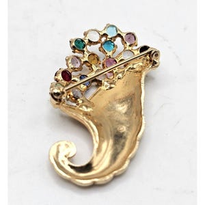 VINTAGE CORNUCOPIA HORN of Plenty Multi Colored Rhinestones Broochpin ...