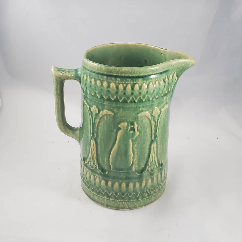 VINTAGE GREEN PITCHER Roseville Robinson Stoneware Pitcher - Etsy
