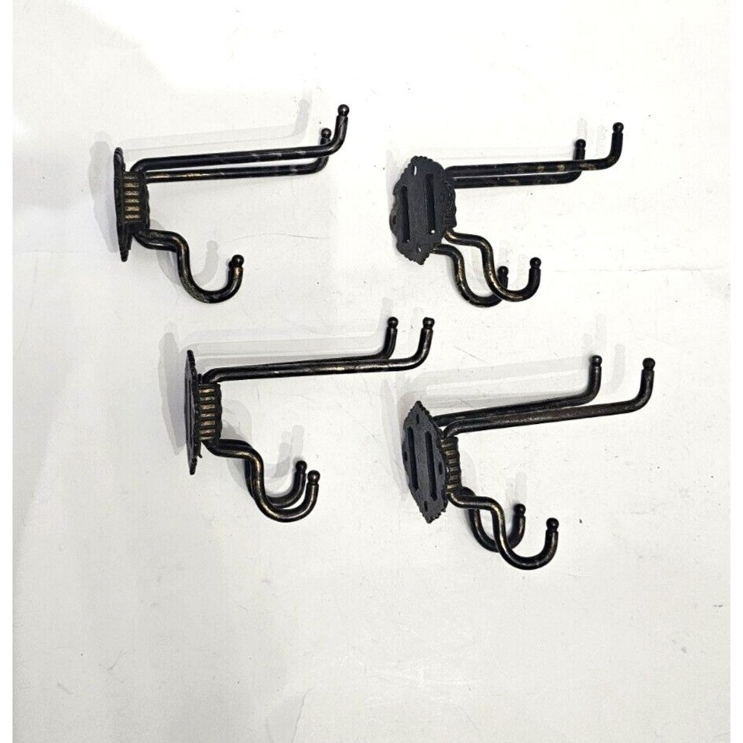 VICTORIAN HALL TREE Double Arm Hooks Ornate Set of 4 Moveable Cast Iron ...