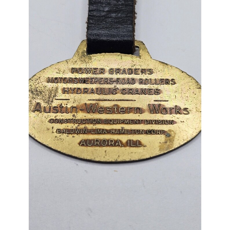 ANTIQUE AUSTIN WESTERN Pocket Watch Fob Construction Keychain Double ...