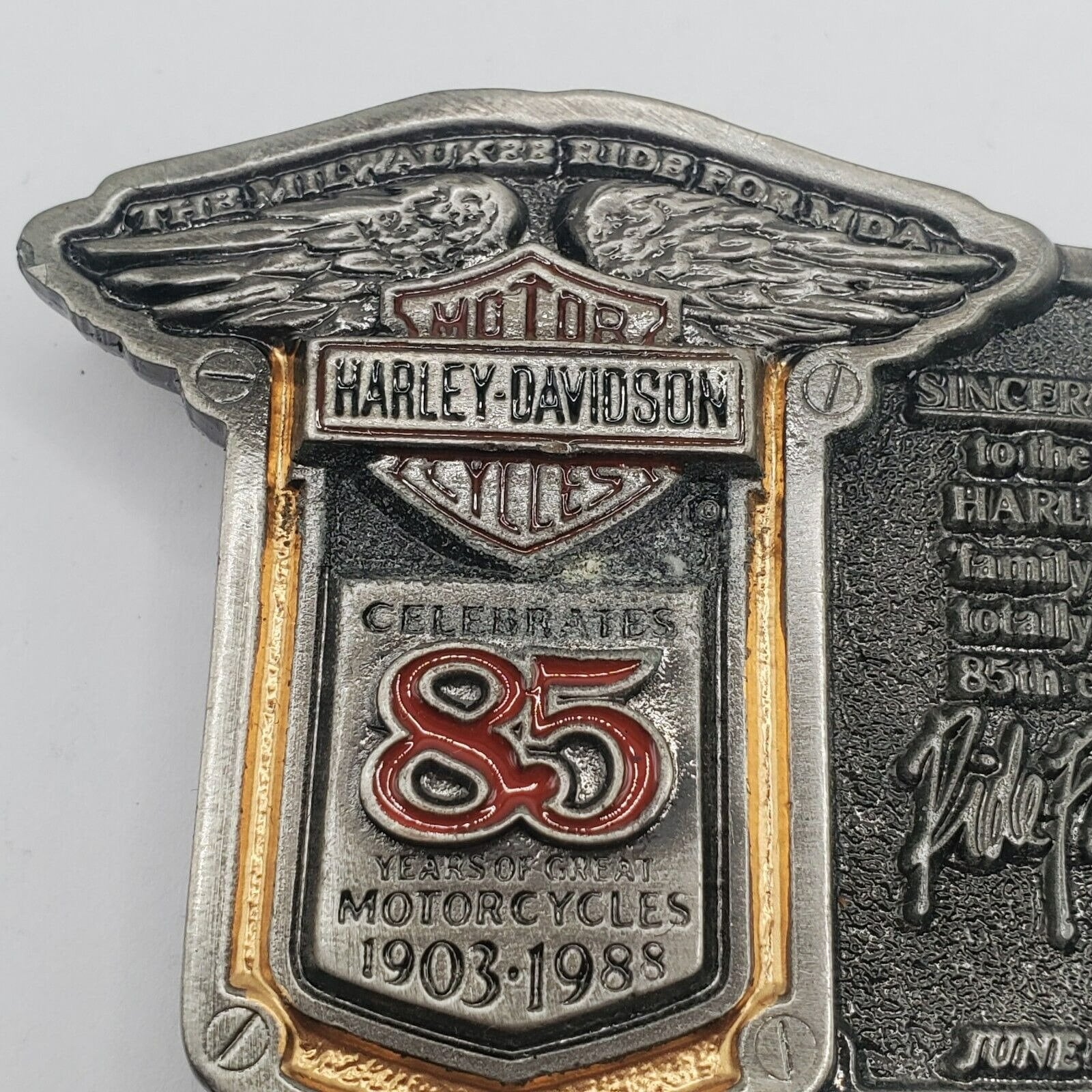 VINTAGE HARLEY DAVIDSON Motorcycle Belt Buckle 85 Years - Etsy