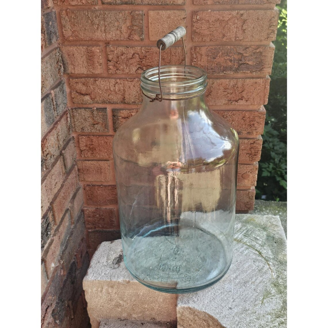 ANTIQUE 1940 BLUE TINTED Glass Moonshine Jug Pickle Mason Jar 5 Gallon ...