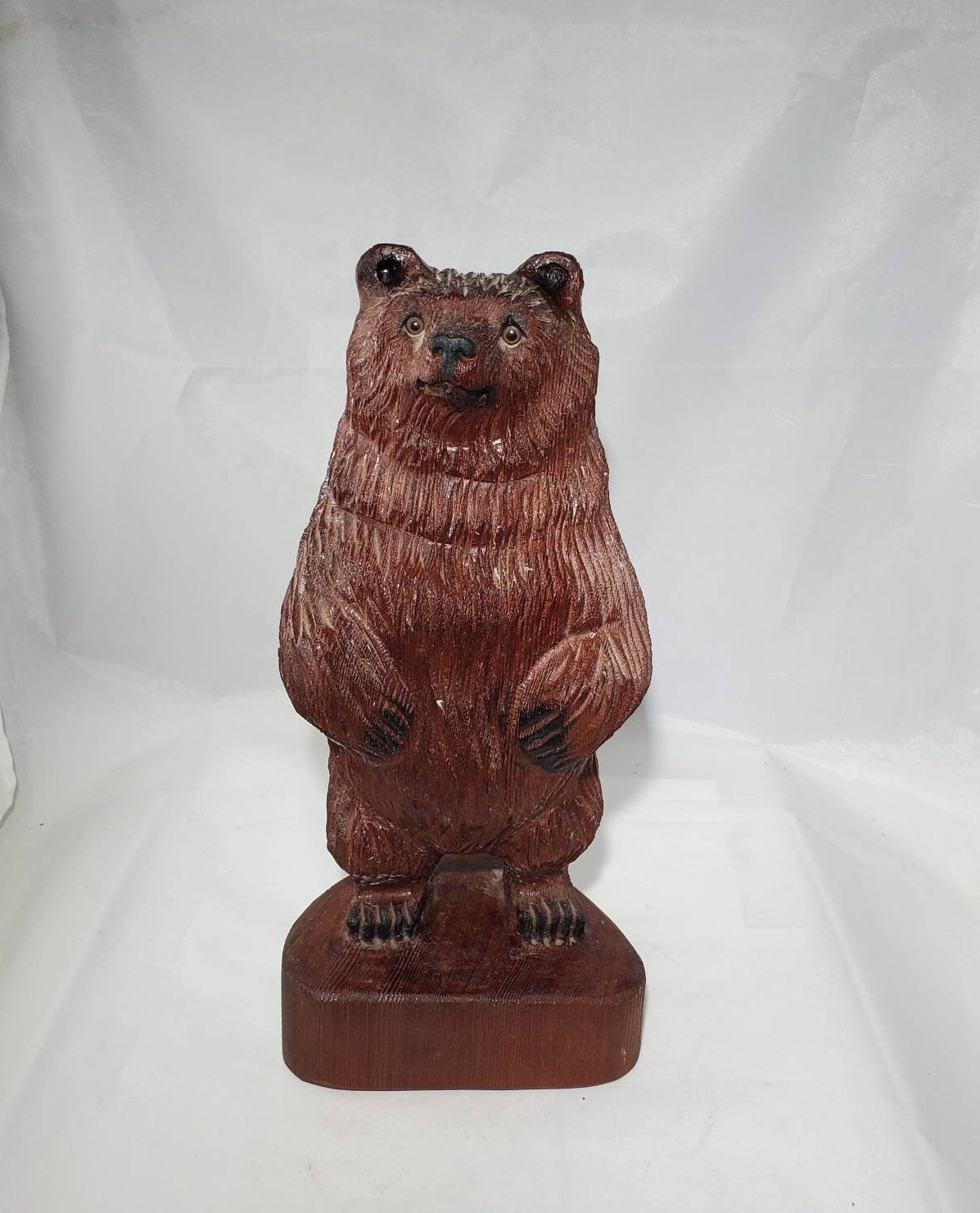 VINTAGE CHAINSAW CARVED Wood Bear Signed by California Artist Devyon ...