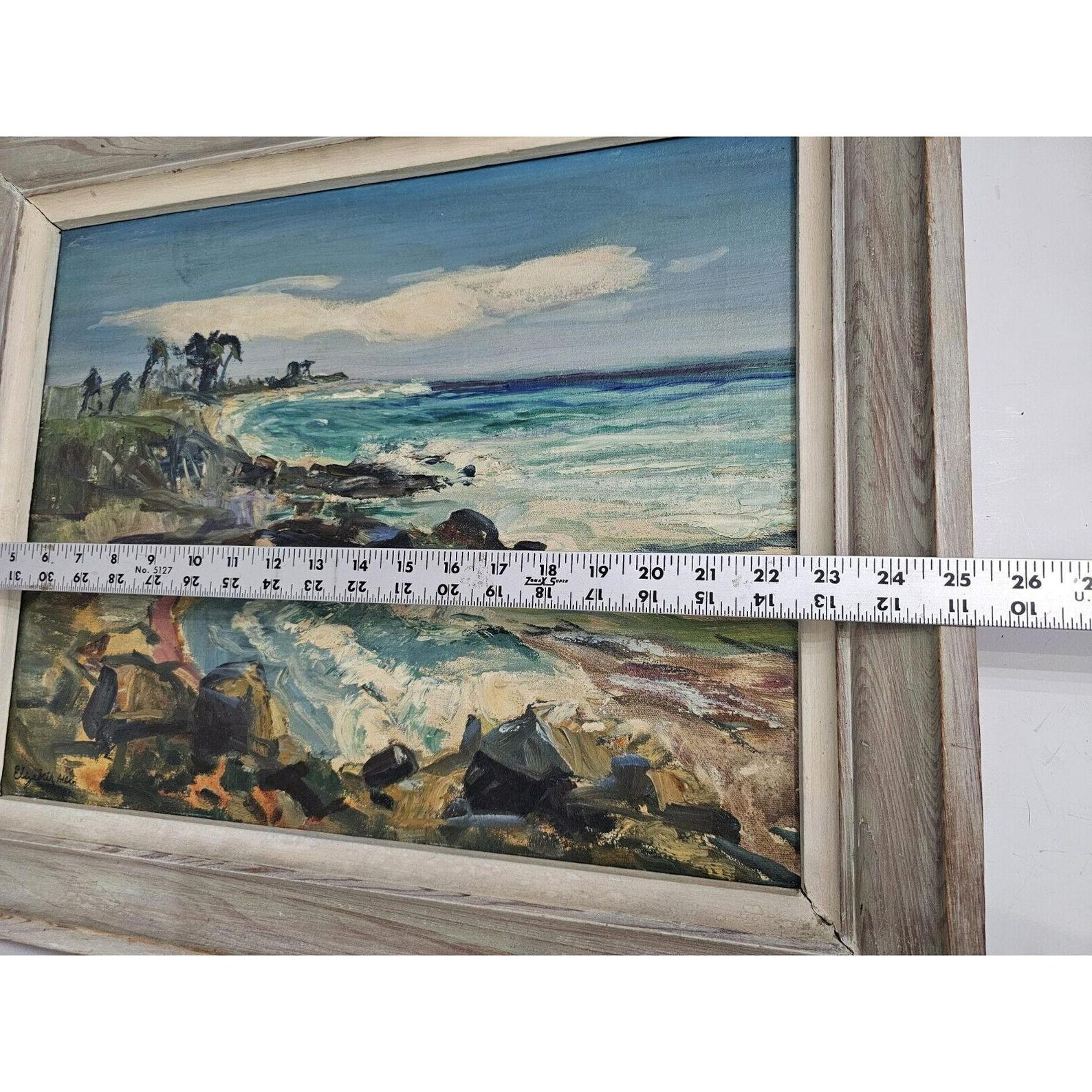 VINTAGE OIL PAINTING Ocean Scene Seascape by Elizabeth Albin Artist ...