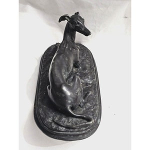 ART DECO GREYHOUND Bronze Sculpture Lying Down Whippet Dog Fine Art ...