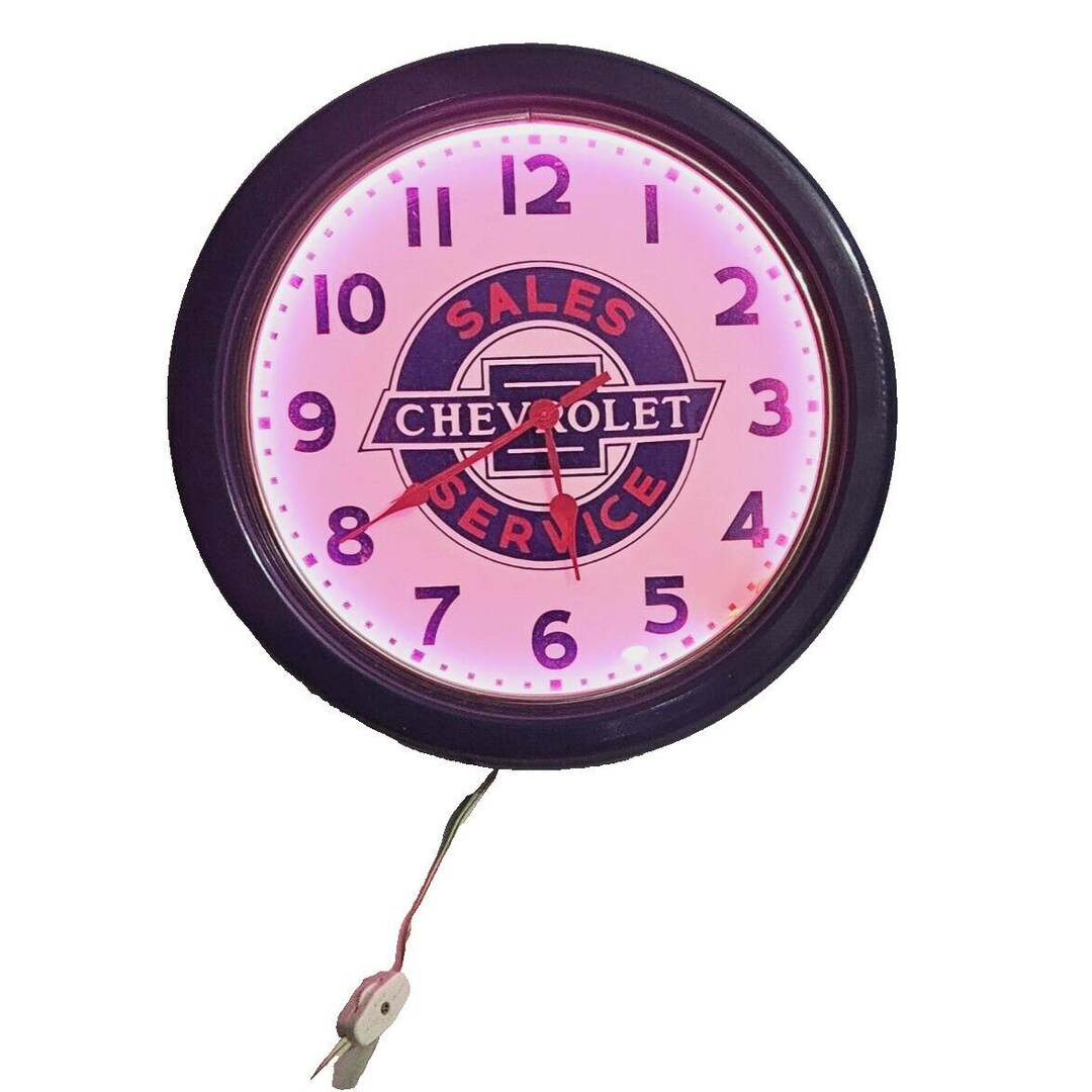 VINTAGE CHEVROLET SALES & Service Neon Clock Collectible Memorabilia - Etsy