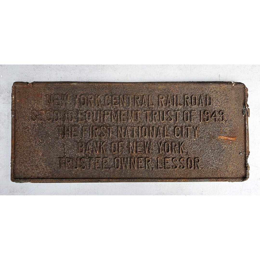 ANTIQUE RAILROAD PLAQUE New York Central R.R. Train Marker Collectible ...