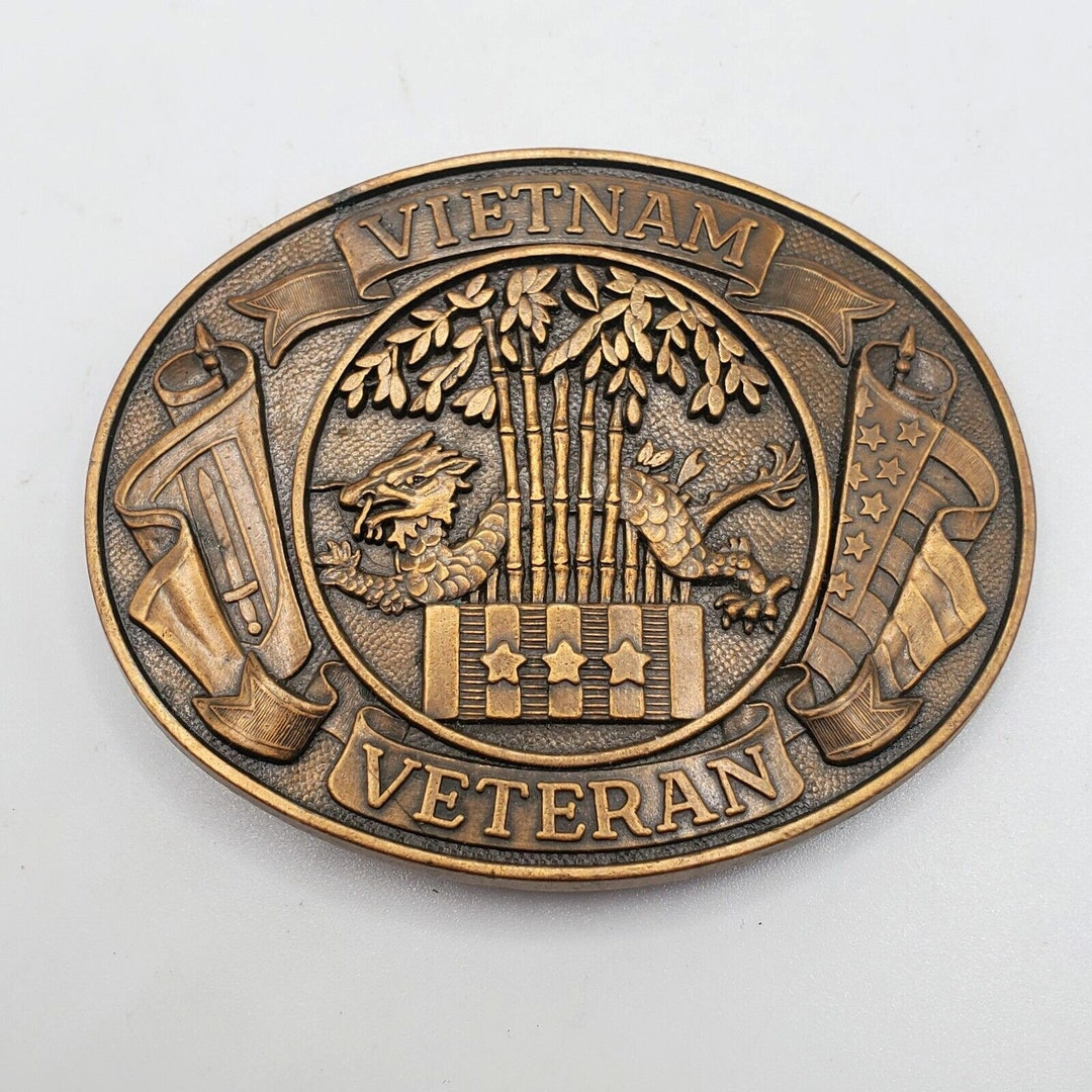 VINTAGE VIETNAM VETERAN Belt Buckle 3D Dragon Sword Collectible ...
