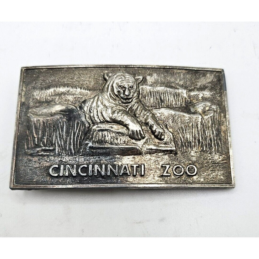 ANTIQUE CINCINNATI ZOO Bengal Tiger Belt Buckle Collectible Vintage ...