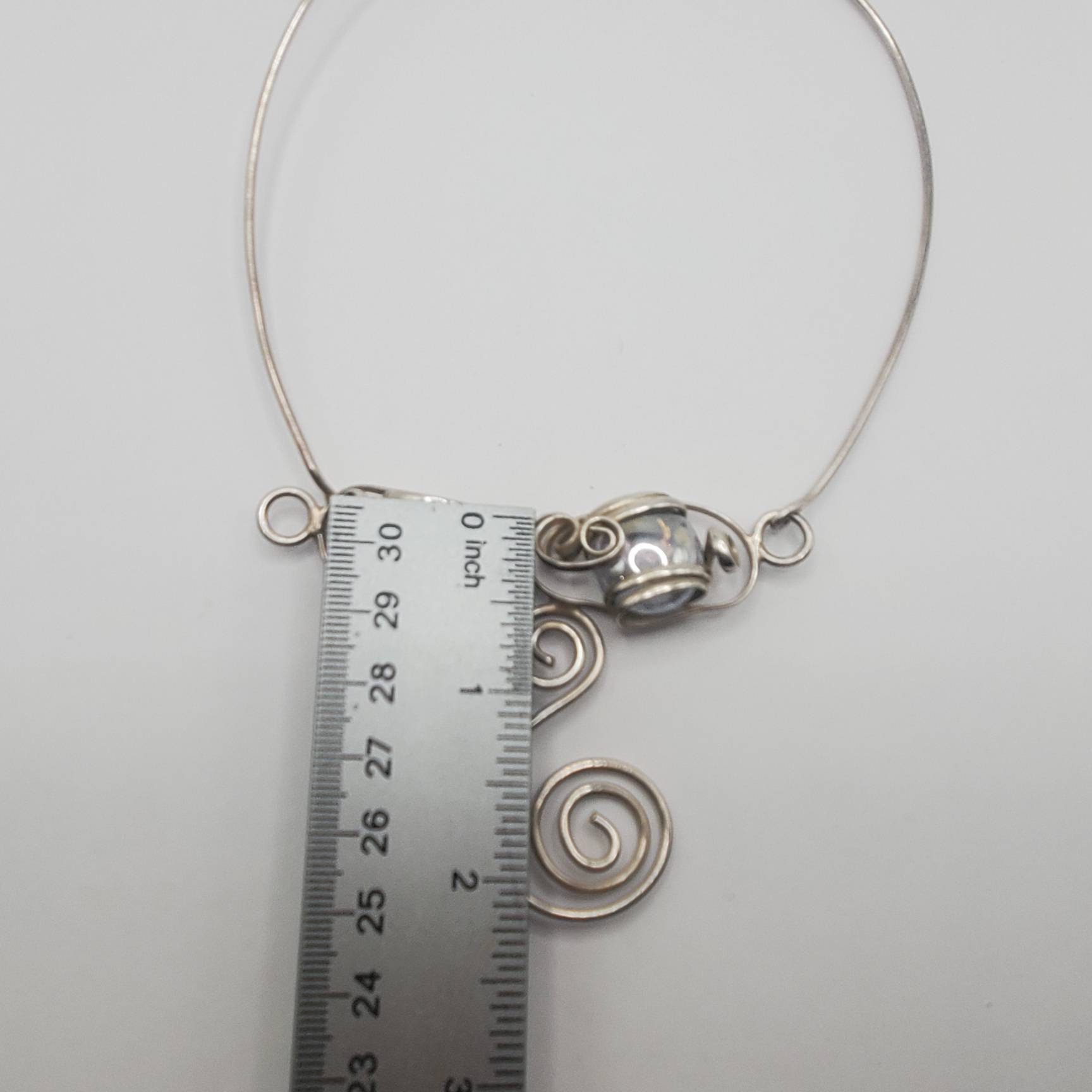 VINTAGE SILVER WIRE Choker Necklace With Stone Collectible - Etsy