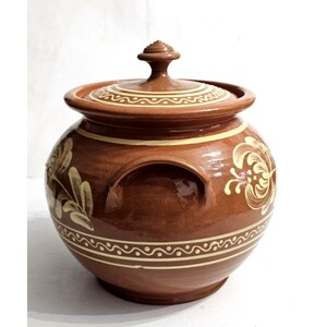 VINTAGE GREENFIELD VILLAGE Pottery Redware Ryan Forrey Canister With ...