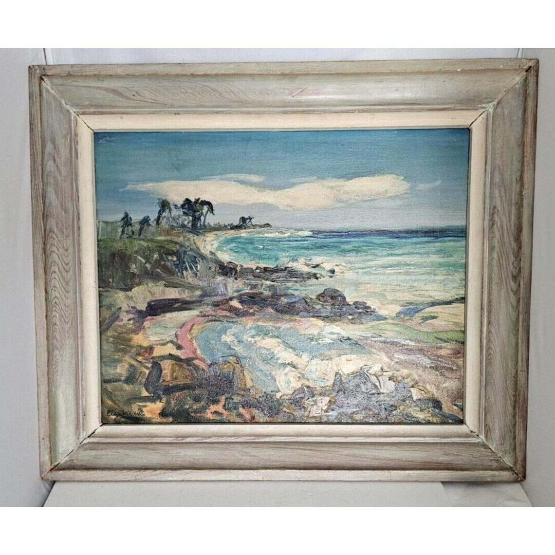 VINTAGE OIL PAINTING Ocean Scene Seascape by Elizabeth Albin Artist ...