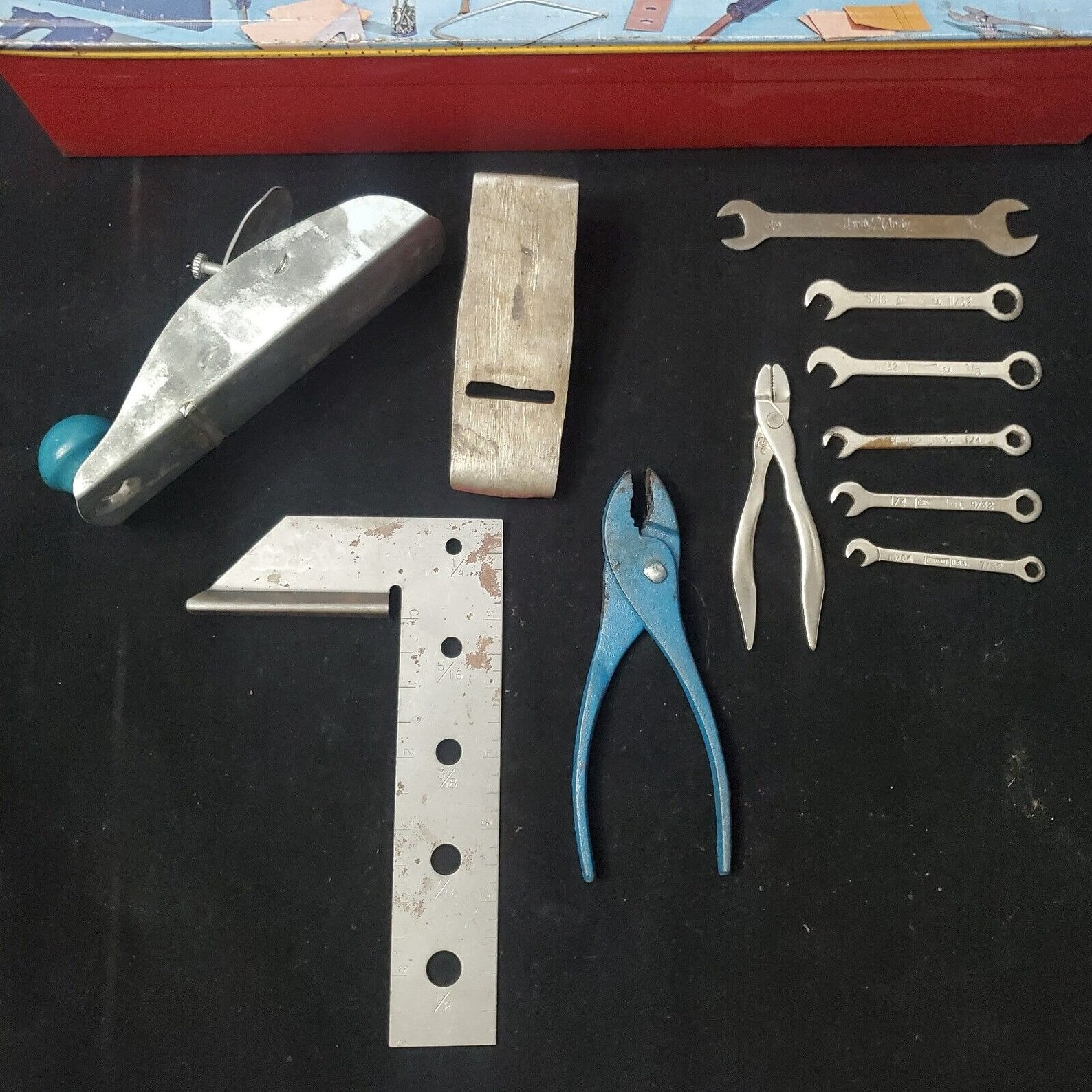 VINTAGE HANDY ANDY Blue Diamond Tool Box Set Metal Case No 650 ...