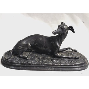ART DECO GREYHOUND Bronze Sculpture Lying Down Whippet Dog Fine Art ...