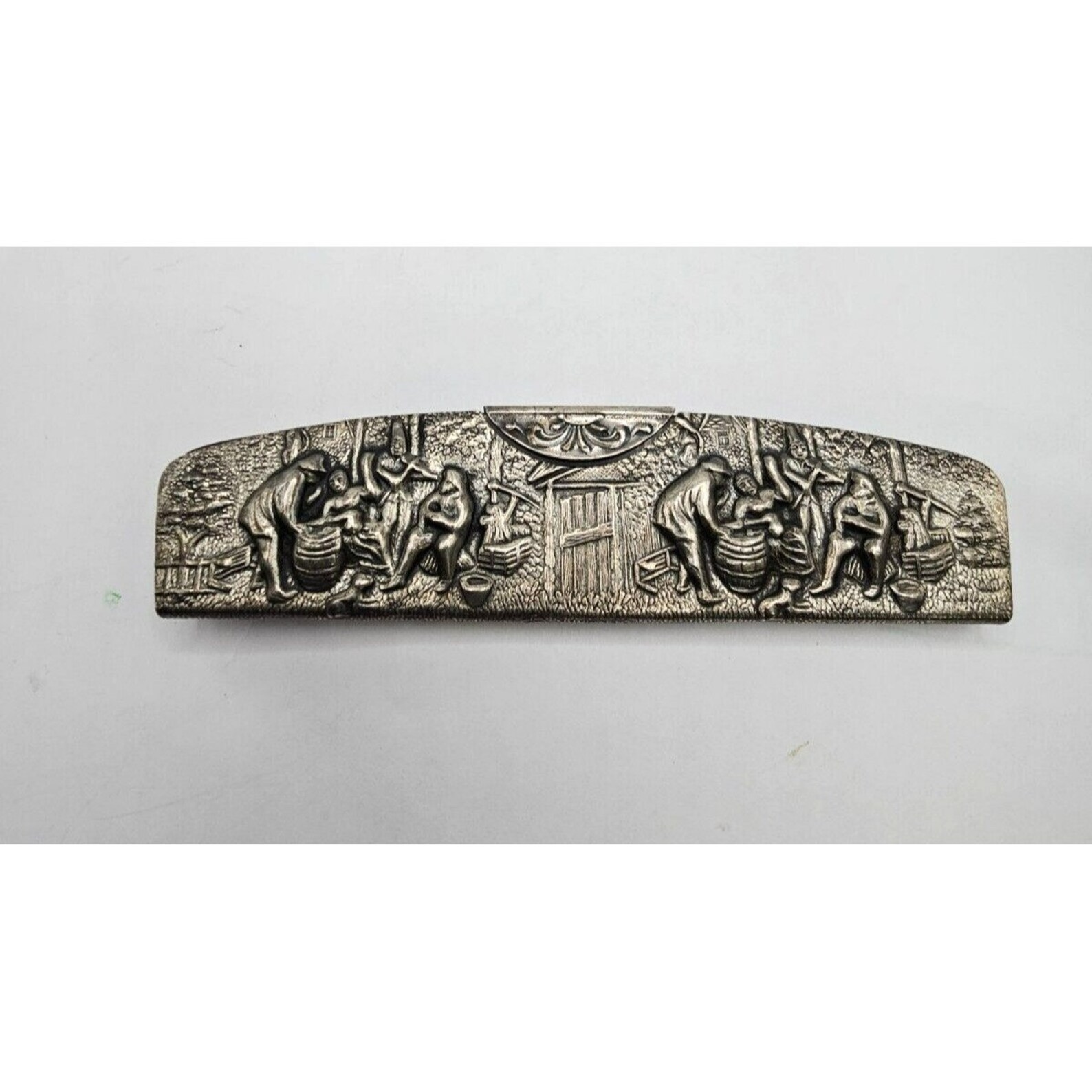 VINTAGE COMB & CASE Embossed Silver Plat Faux Tortoise Shell Comb ...