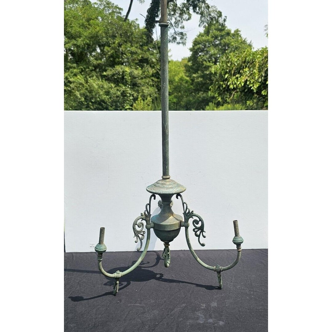 ANTIQUE GAS CHANDELIER 3 Arm Light Fixture Collectible Architectural ...