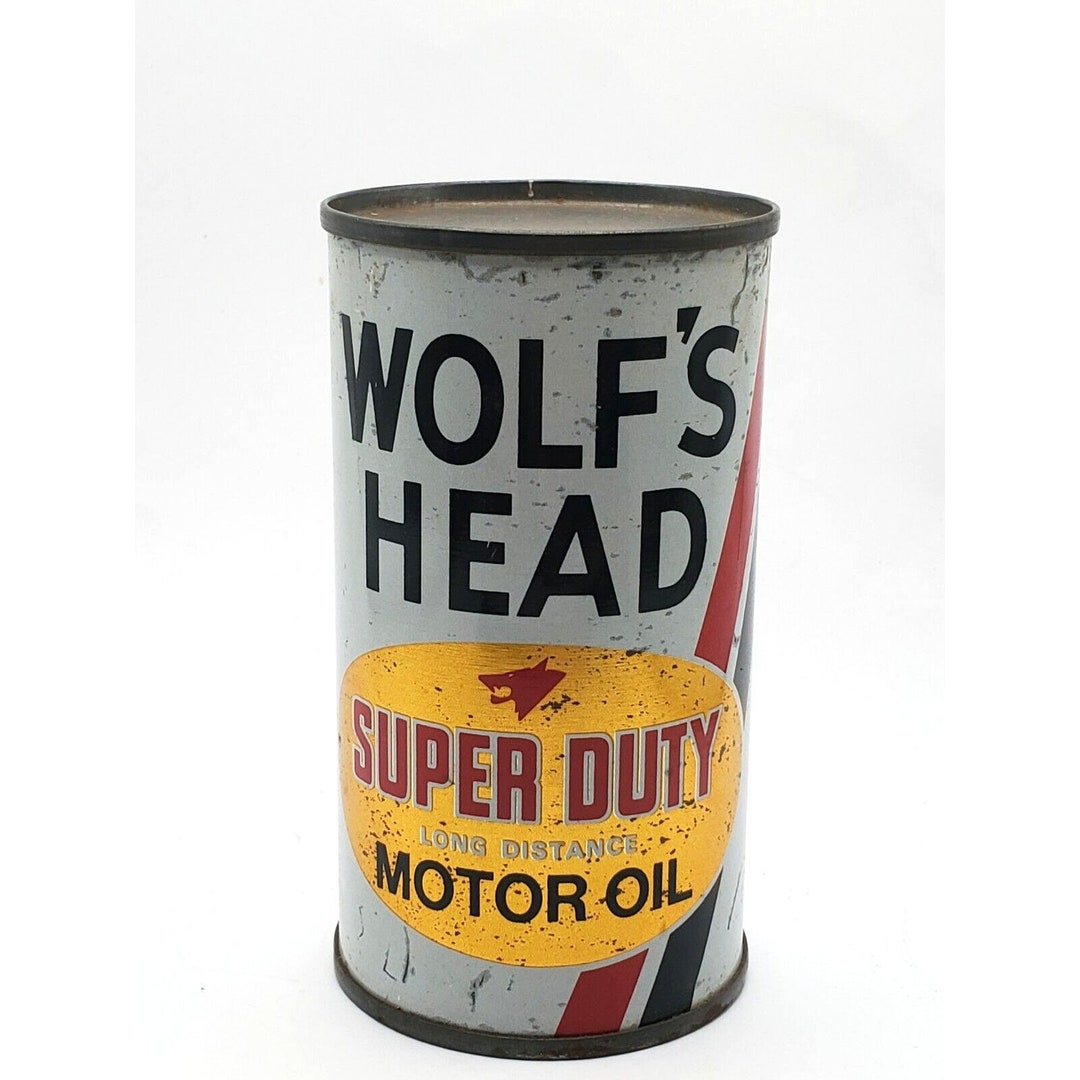 WOLF'S HEAD MOTOR Oil Can Bank Antique Collectible Advertising ...