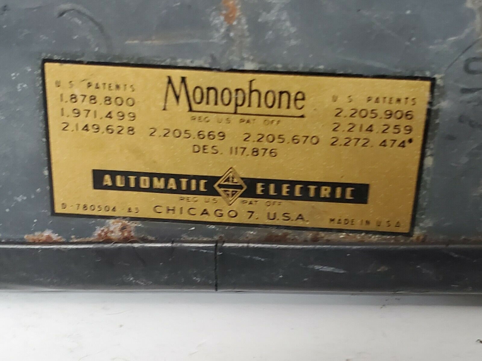 VINTAGE TELEPHONE MONOPHONE Automatic Electric Rotary Telephone Black ...