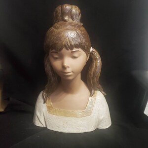 LLADRO LARGE GIRL Sculpture Bowl Signed Spanish Glazed Ceramic ...