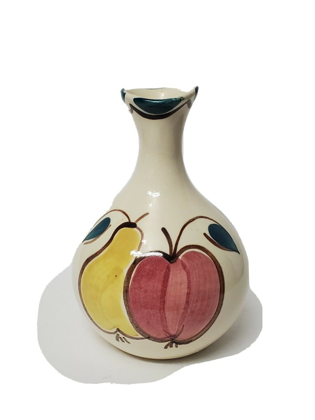 VINTAGE PURINTON SLIP Ware Pottery Vase Pear & Apple Design Antique ...