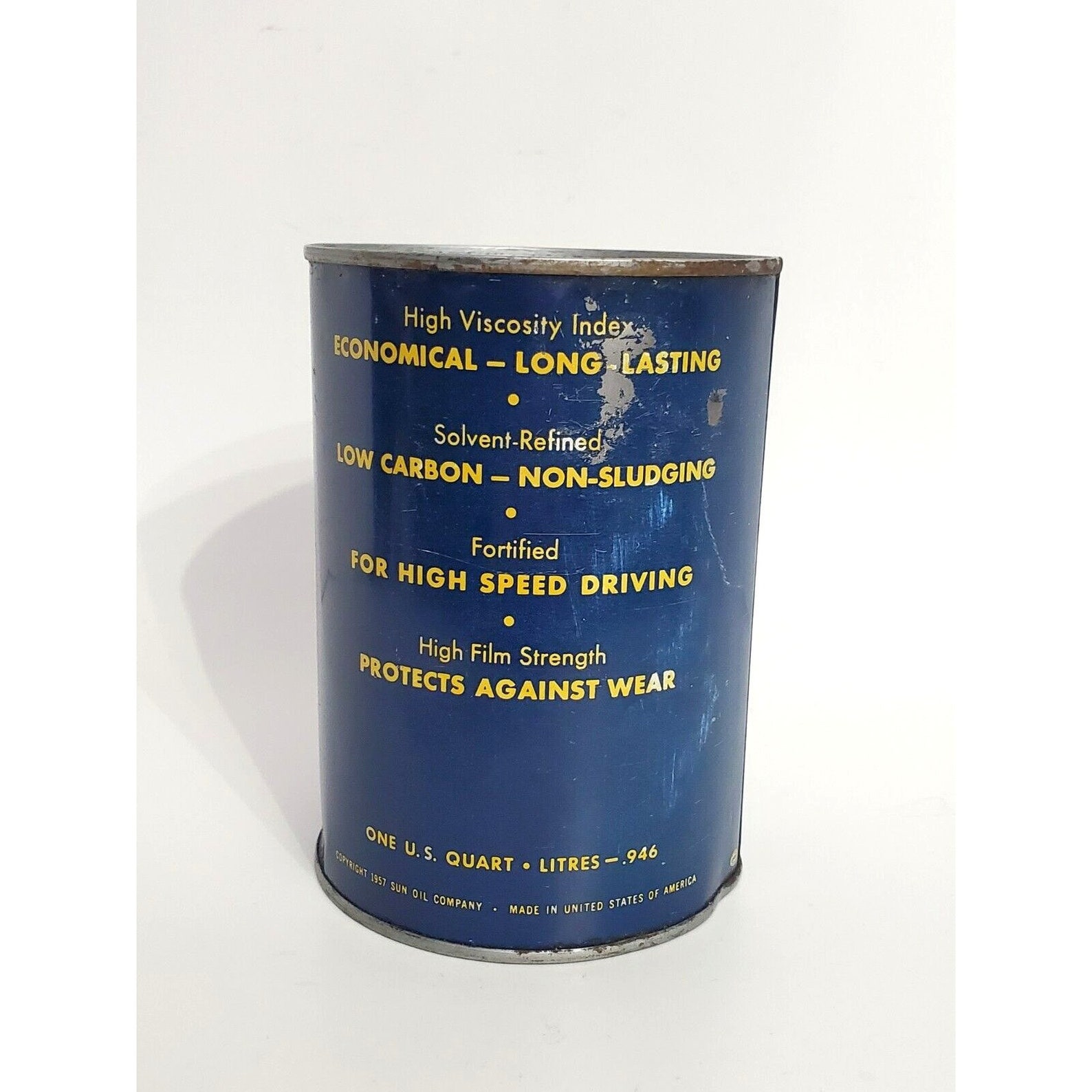 ANTIQUE SUNOCO MOTOR Oil Quart Can Sun Oil Co Gas & Oil Collectible ...