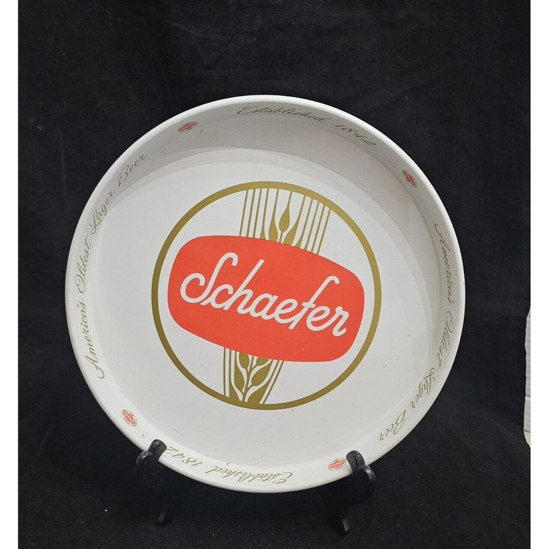 VINTAGE BEER TRAY Schaefer Advertising Double Sided the F.M. Schaefer ...