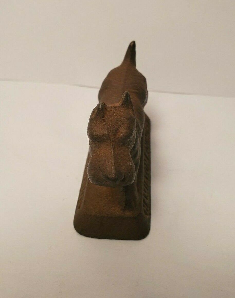 VINTAGE CAST IRON Scottie Dog Paperweight Advertising Hamilton Foundry ...