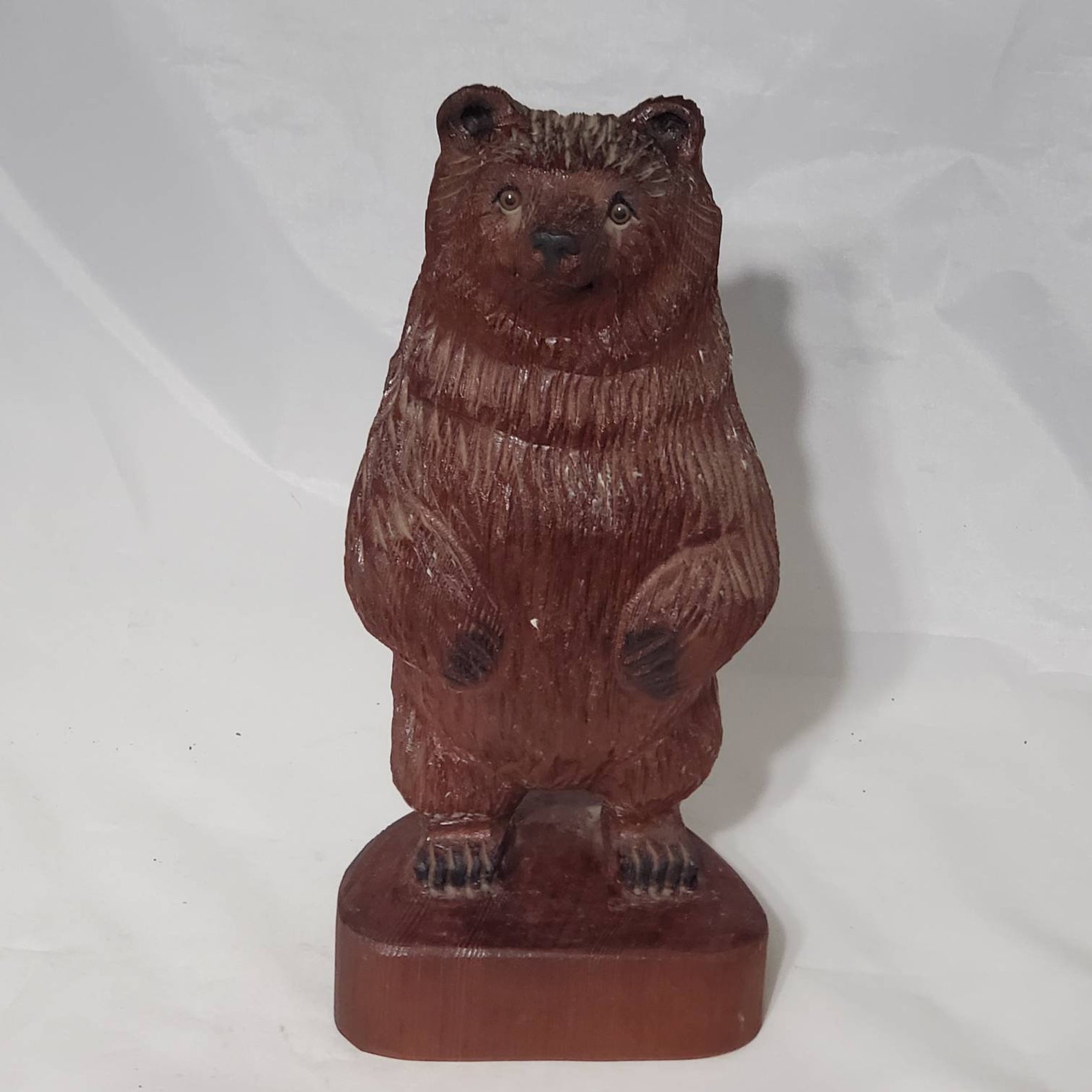 VINTAGE CHAINSAW CARVED Wood Bear Signed by California Artist Devyon ...