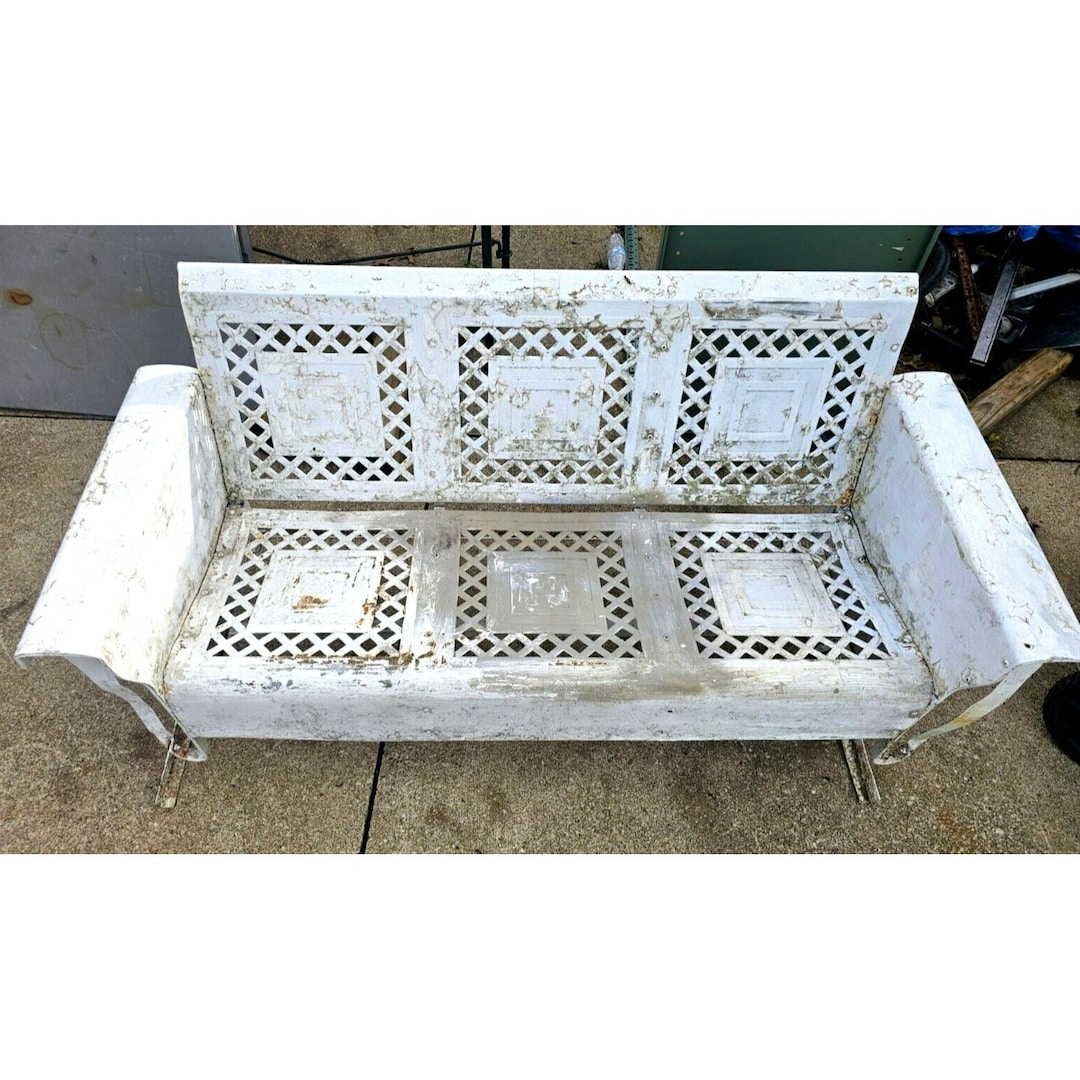 VINTAGE METAL PORCH Glider 3 Seat Mid Century Modern Patio Furniture ...