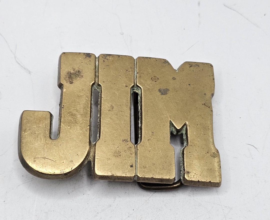 VINTAGE JIM BELT Buckle Solid Brass "jim" Men's Buckle Collectible ...