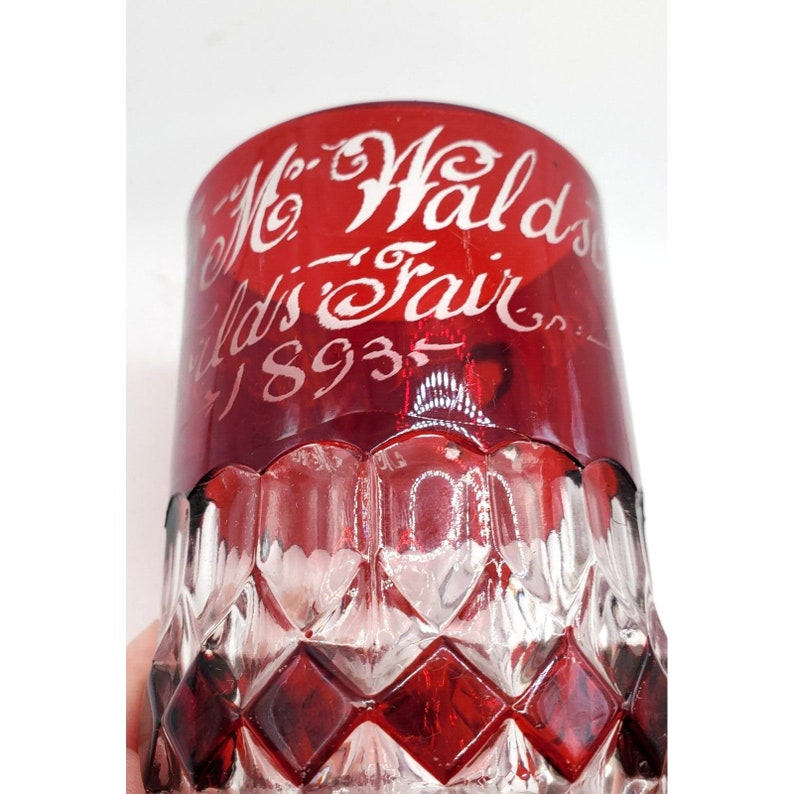 VINTAGE WORLD'S FAIR 1893 Etched Cranberry Glass Collectible ...