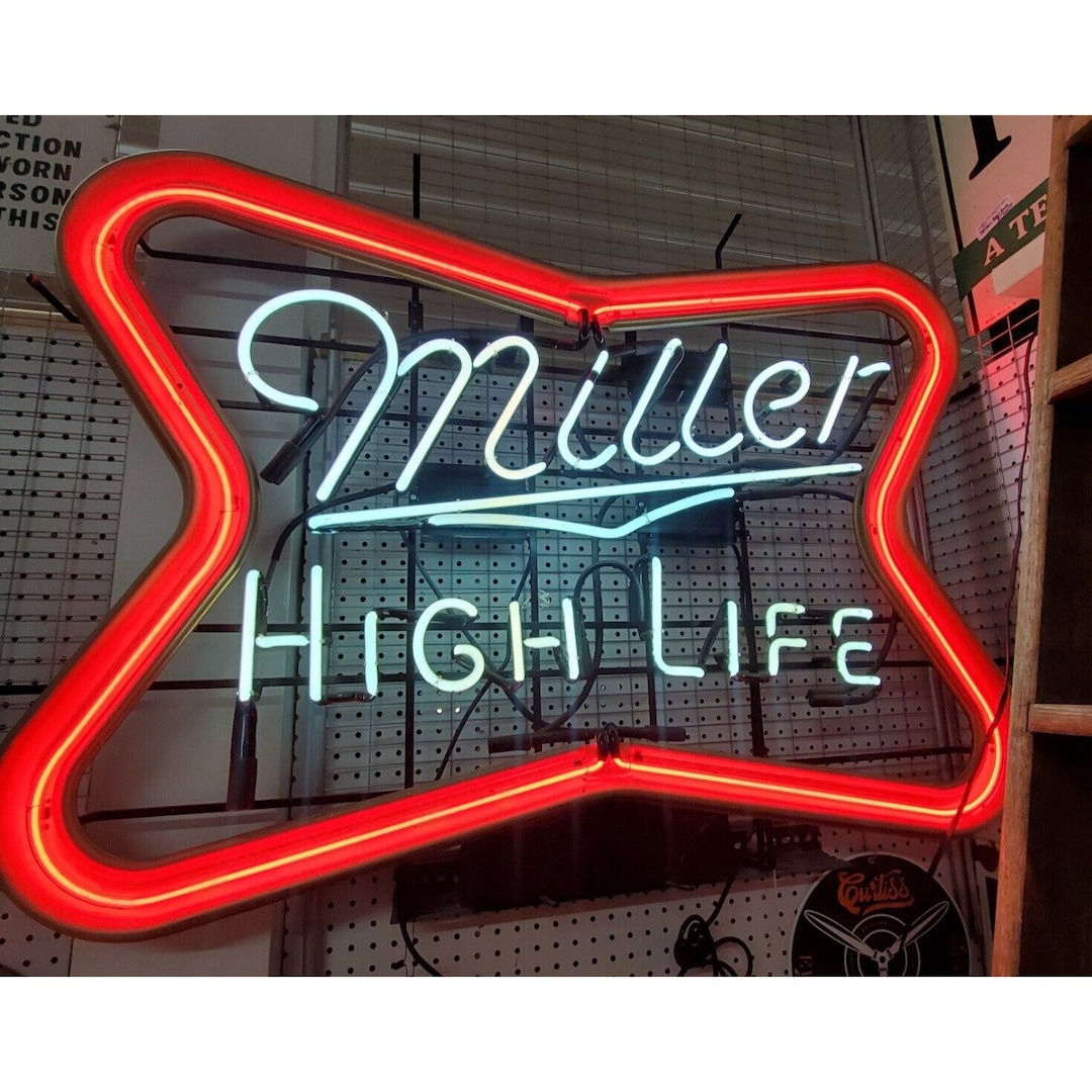 VINTAGE MILLER HIGH Life Neon Beer Sign Antique Collectible Memorabilia ...