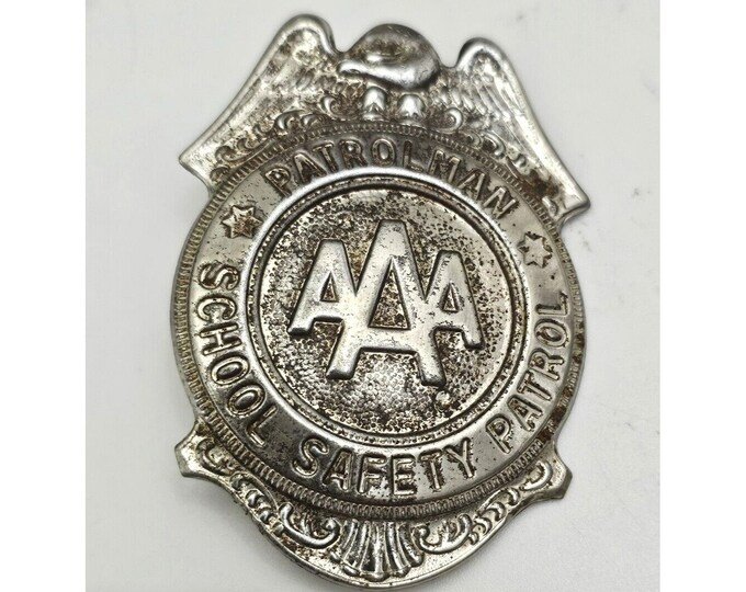 ANTIQUE AAA PATROLMAN Pin School Safety Patrol Badge Cross Guard Pin ...