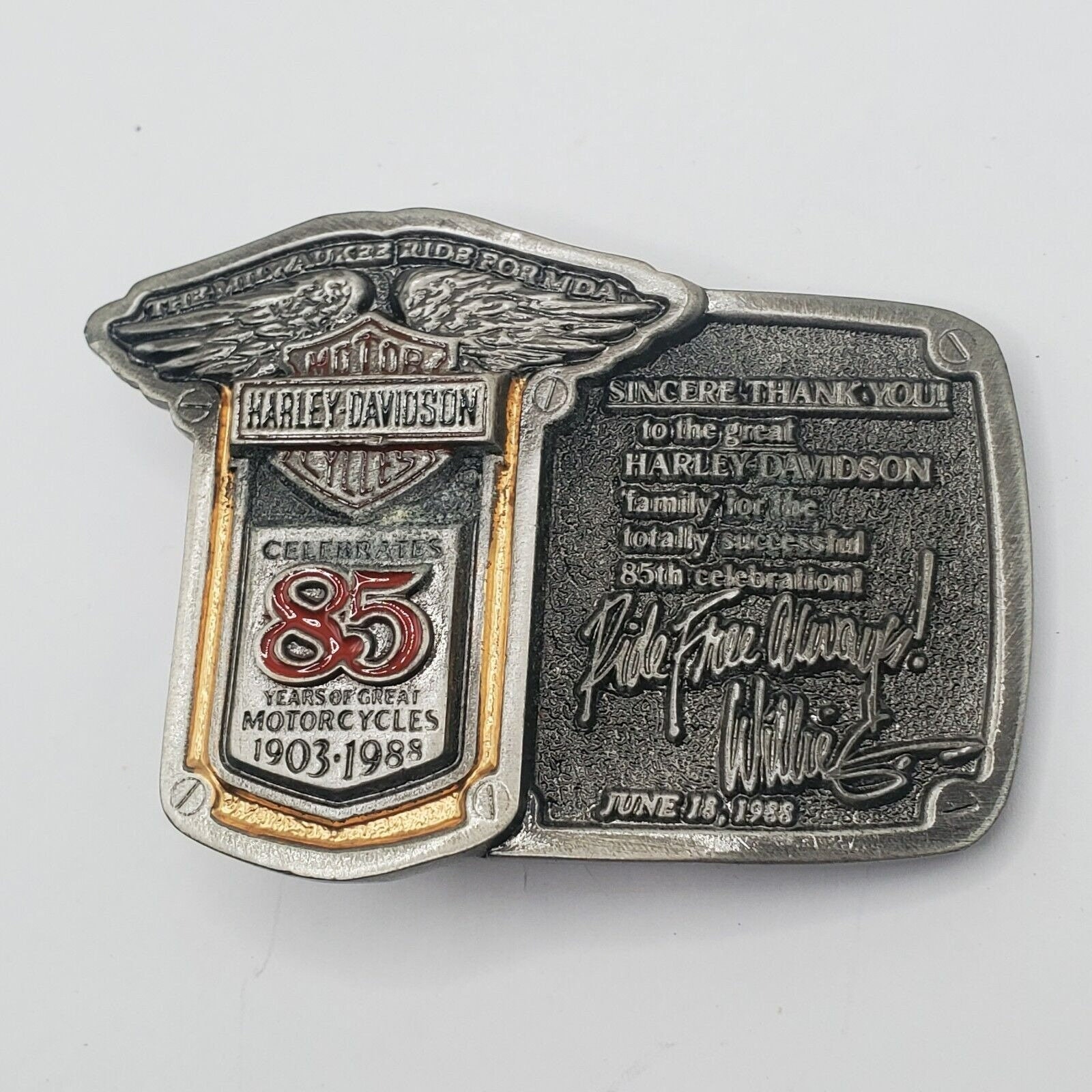 VINTAGE HARLEY DAVIDSON Motorcycle Belt Buckle 85 Years - Etsy